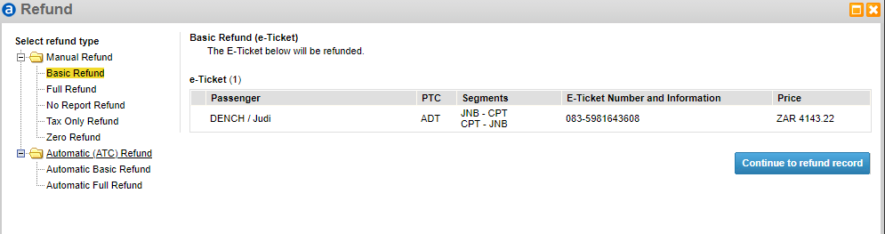 How to process a refund in graphic mode