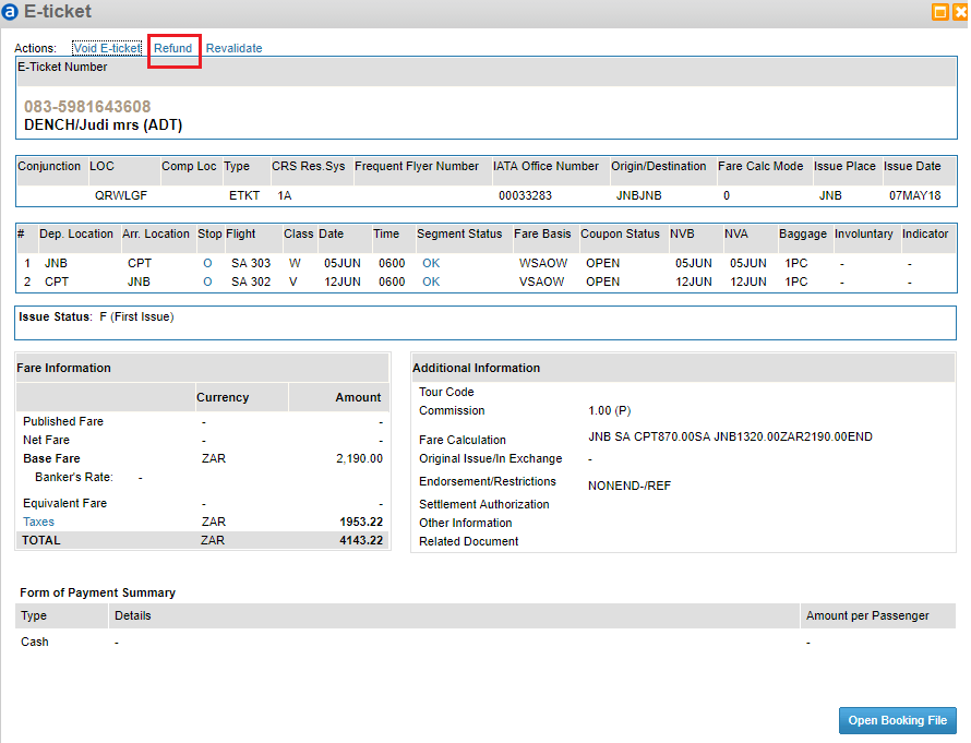 How to process a refund in graphic mode