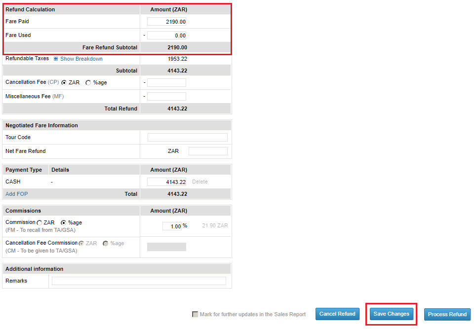 How to process a refund in graphic mode
