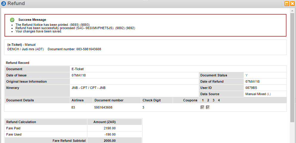 How to process a refund in graphic mode